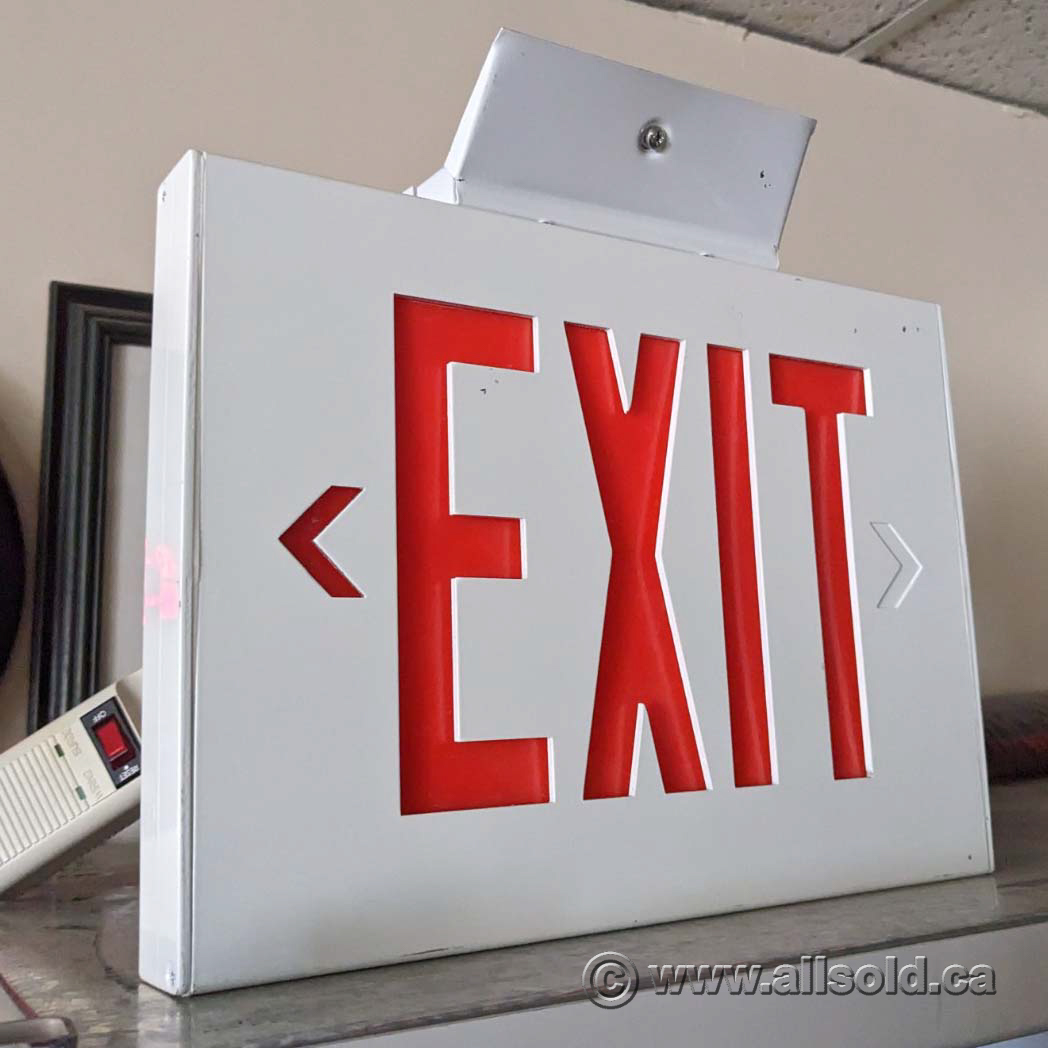 Double Sided Exit Safety Sign - Allsold.ca - Buy & Sell Used Office Furniture Calgary